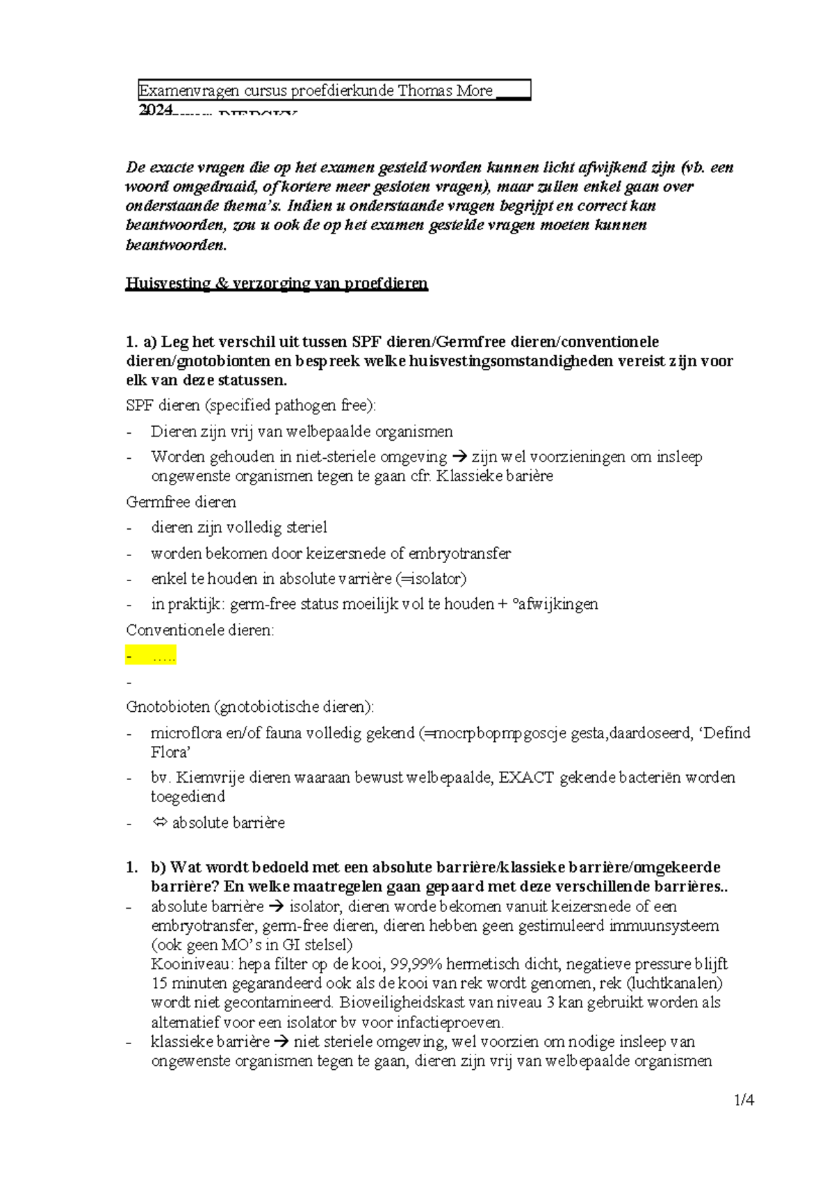 Ex vragen Thomas More Piet Dierckx 2024 voor de studenten ...