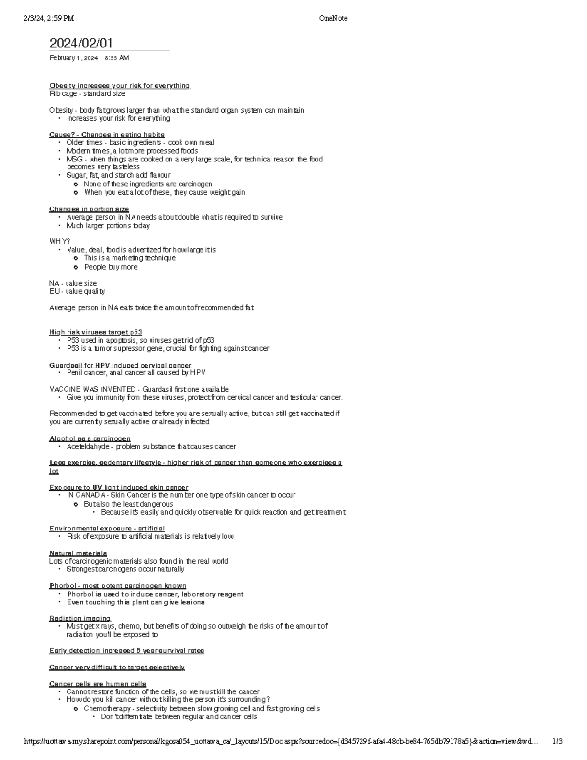 Drugs Cancer Lecture 2 Notes - 2/3/24, 2:59 PM OneNote - Studocu