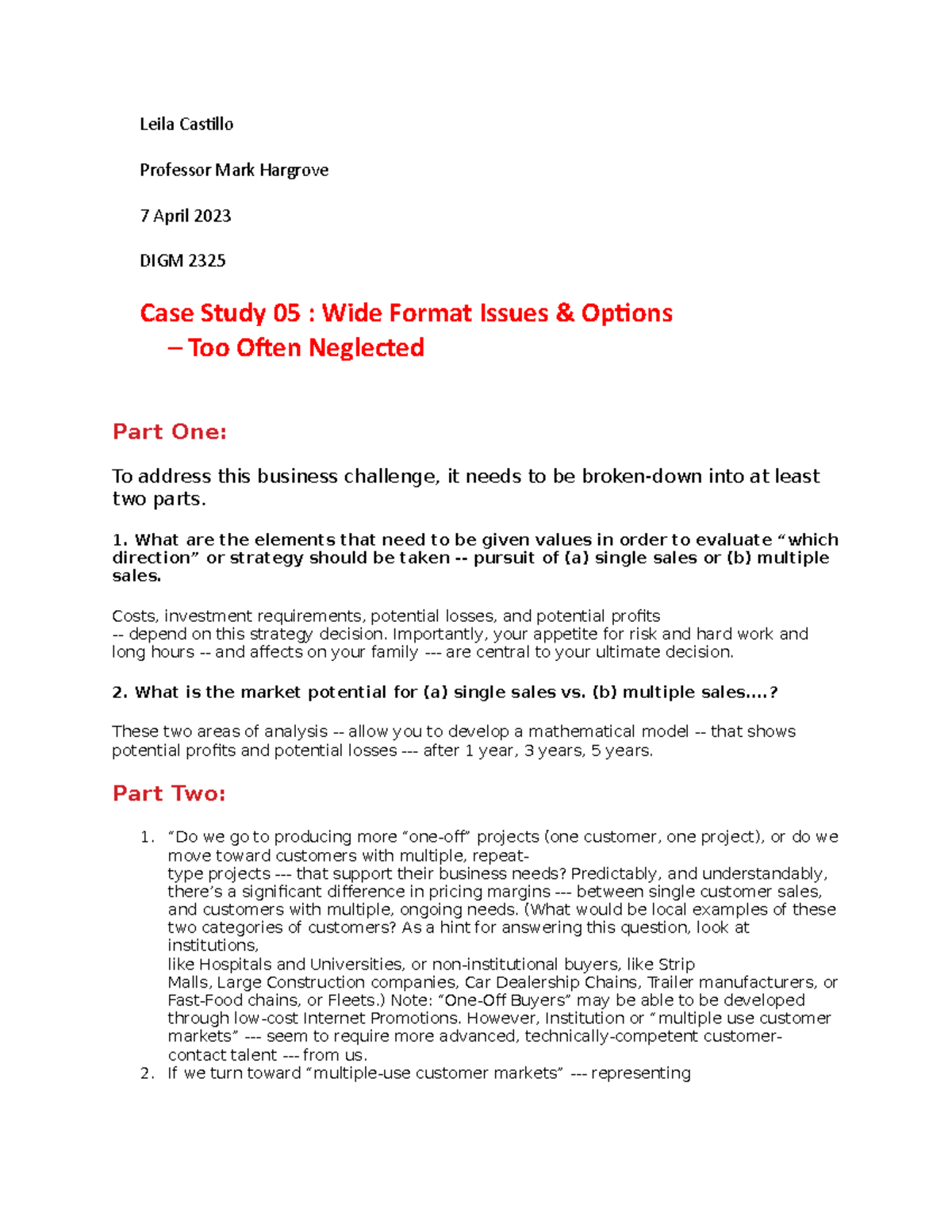 Case Study 5 Leila Castillo - Leila Castillo Professor Mark Hargrove 7 ...