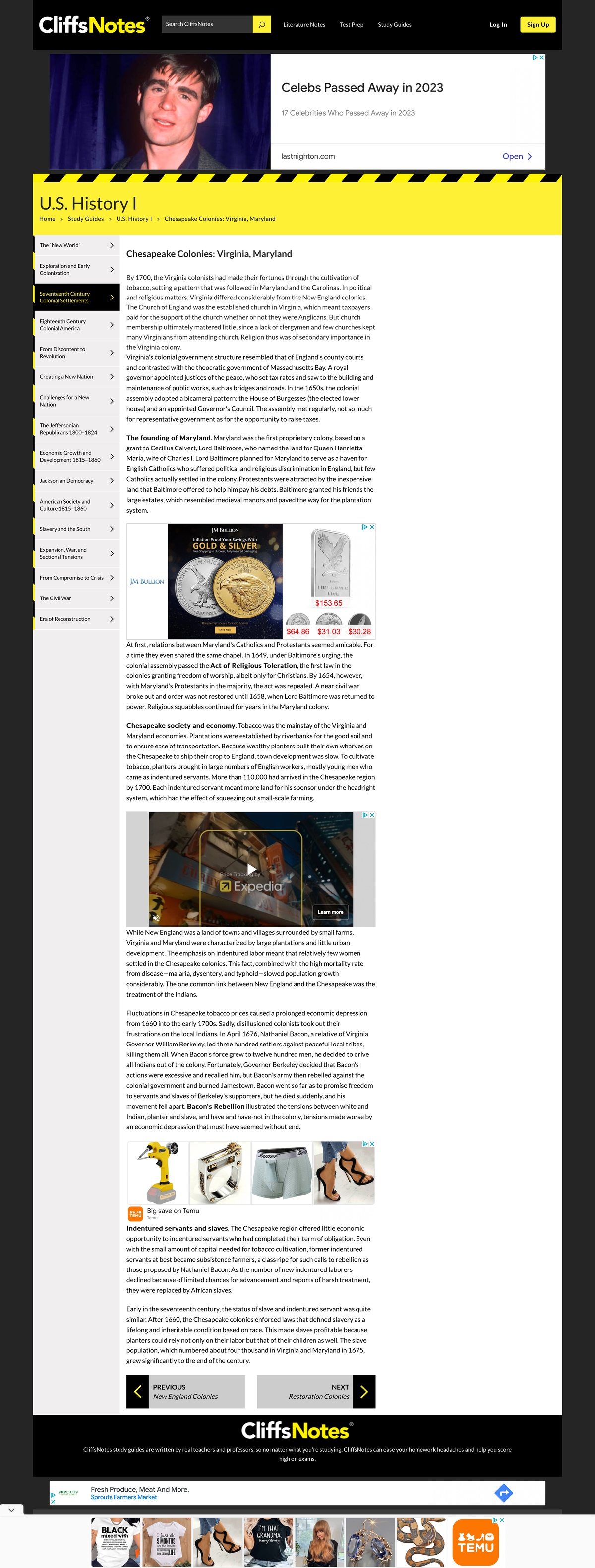 Chesapeake Colonies: Virginia, Maryland - ####### REMOVED Search ...