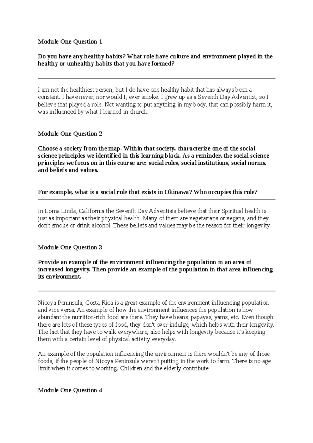 SCS200 Module 1 questions - Module One Question 1 Do you have any ...