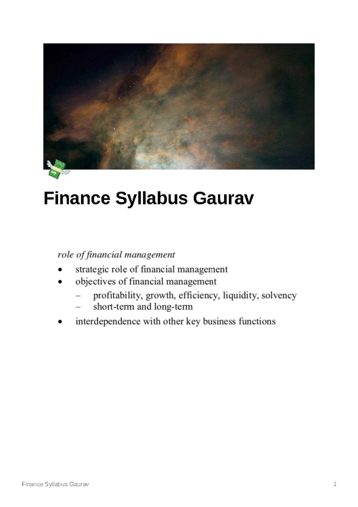 Finance Syllabus Gaurav - 💸 Finance Syllabus Gaurav ROLE Operational ...