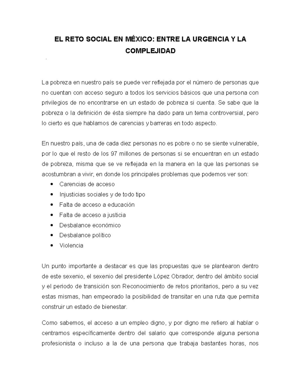 EL RETO Social EN México - EL RETO SOCIAL EN MÉXICO: ENTRE LA URGENCIA ...