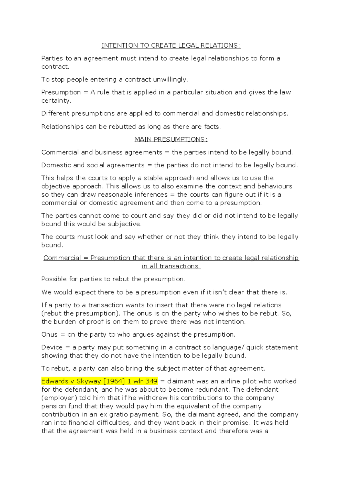 Intention to create legal relations - INTENTION TO CREATE LEGAL ...