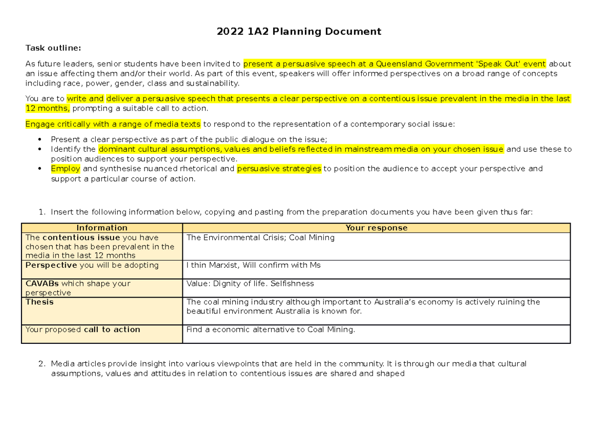 2022 IA2 Planning Document - Studocu