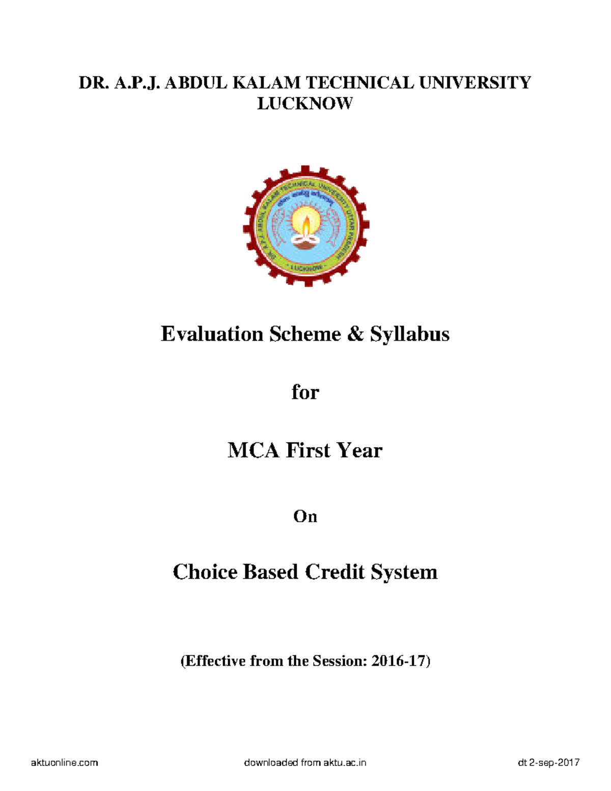 Aktu syllabus mca 1st sem - DR. A.P. ABDUL KALAM TECHNICAL UNIVERSITY ...