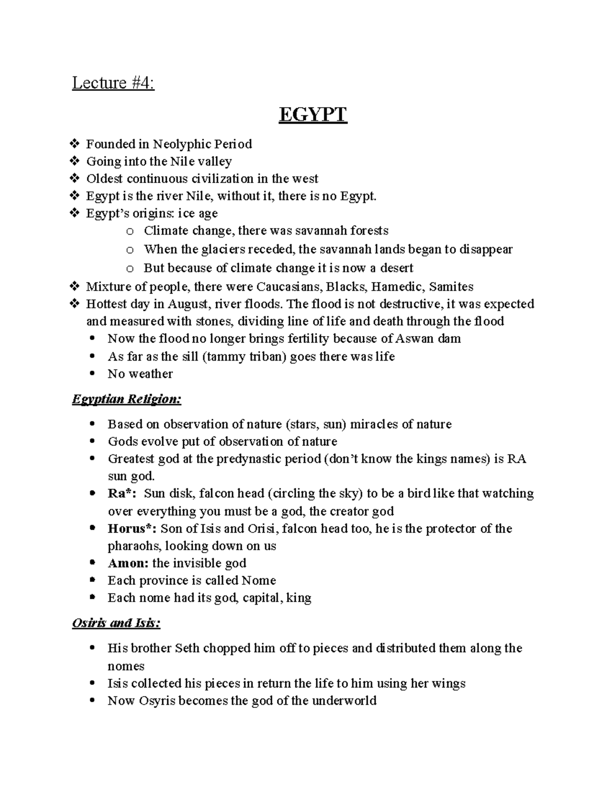 Lecture #4 - Ancient Egypt: Pre-Dynastic, Old Kingdom, and Middle ...