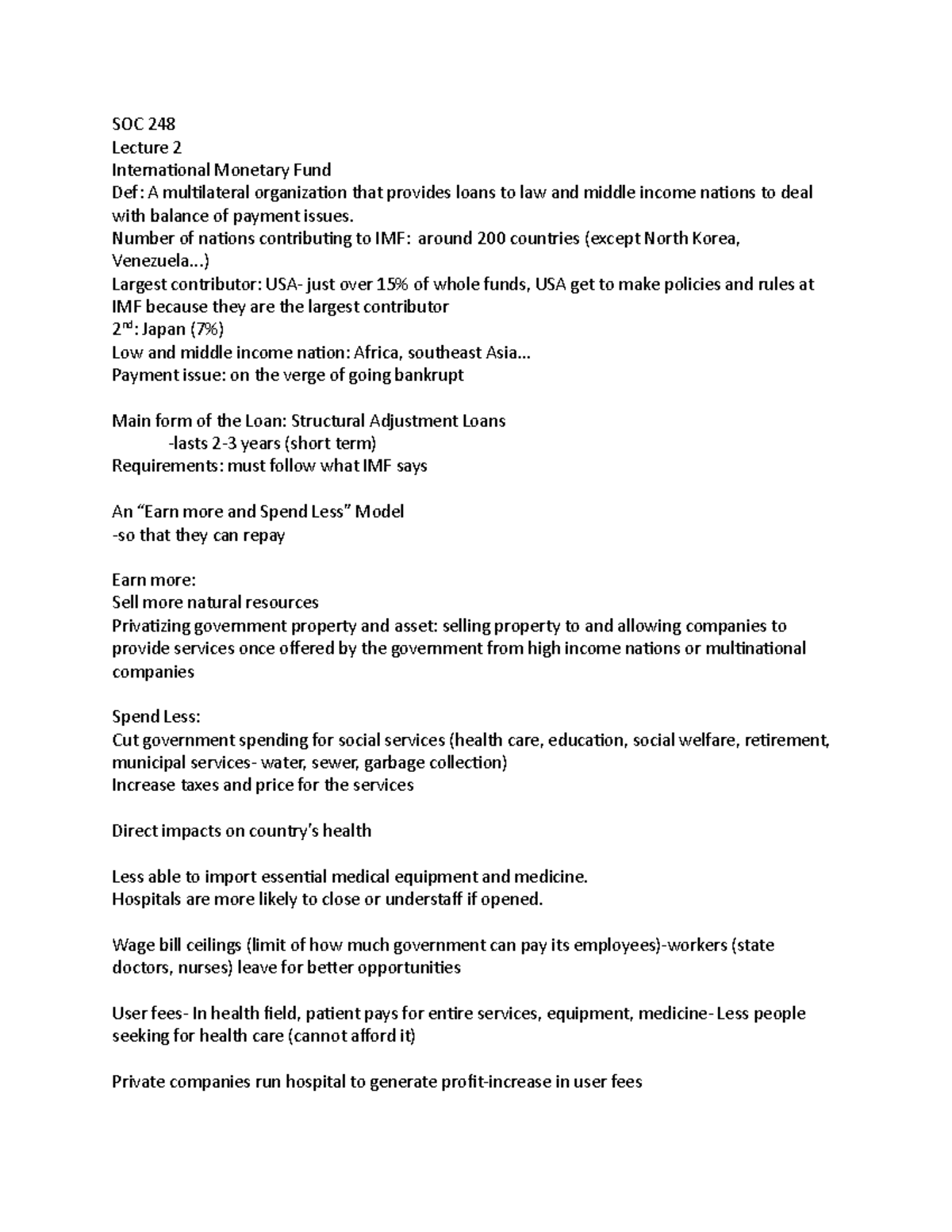 International Monetary Fund and Structural Adjustment Loans: Impacts on ...