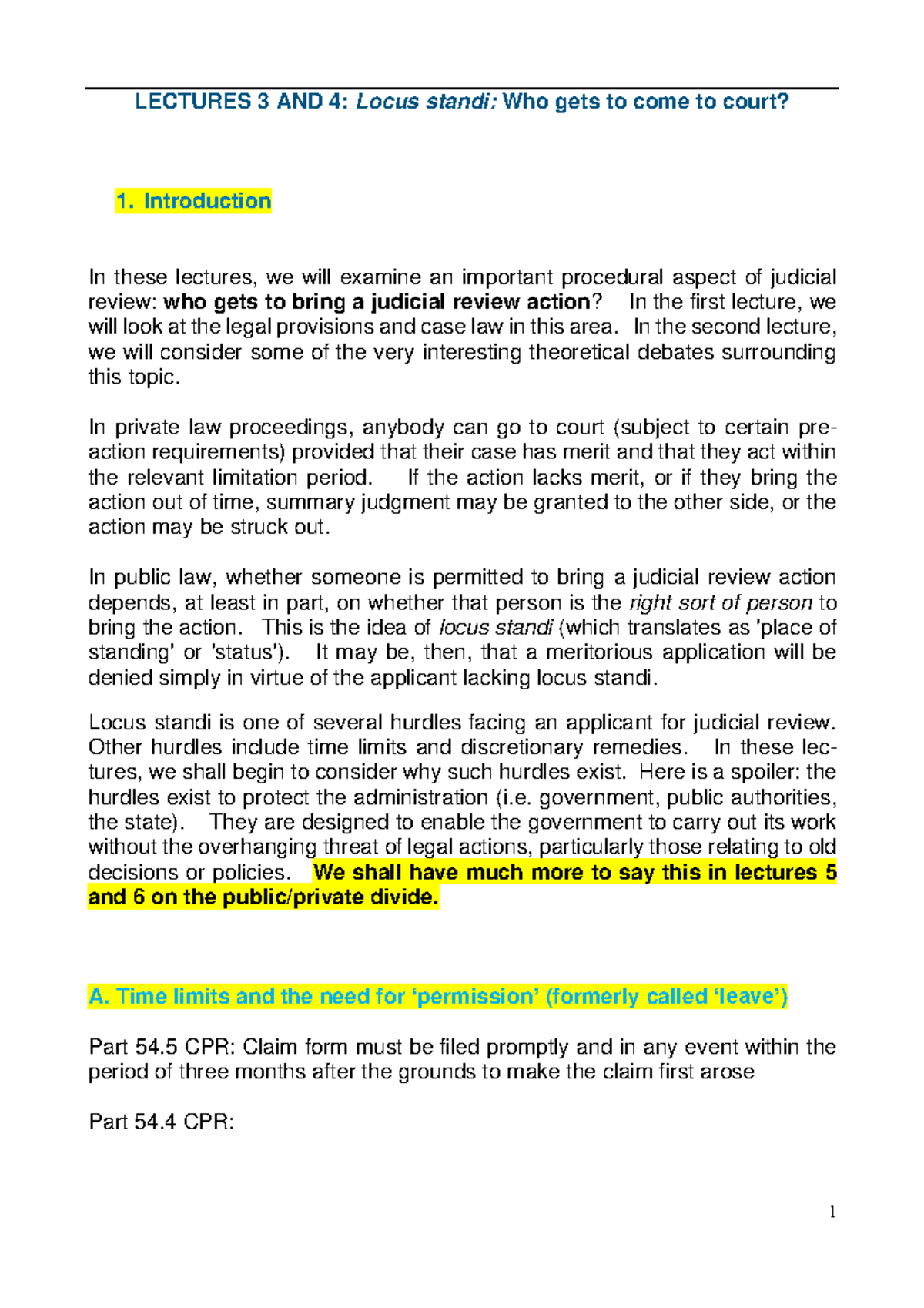 Lecture 2 - Locus Standi - LECTURES 3 AND 4 : Locus standi: Who gets to ...