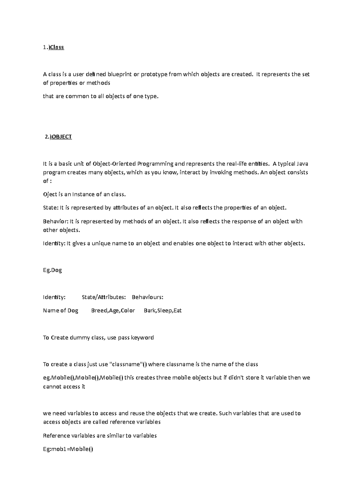 Python OOPS - 1.)Class A class is a user defined blueprint or prototype ...
