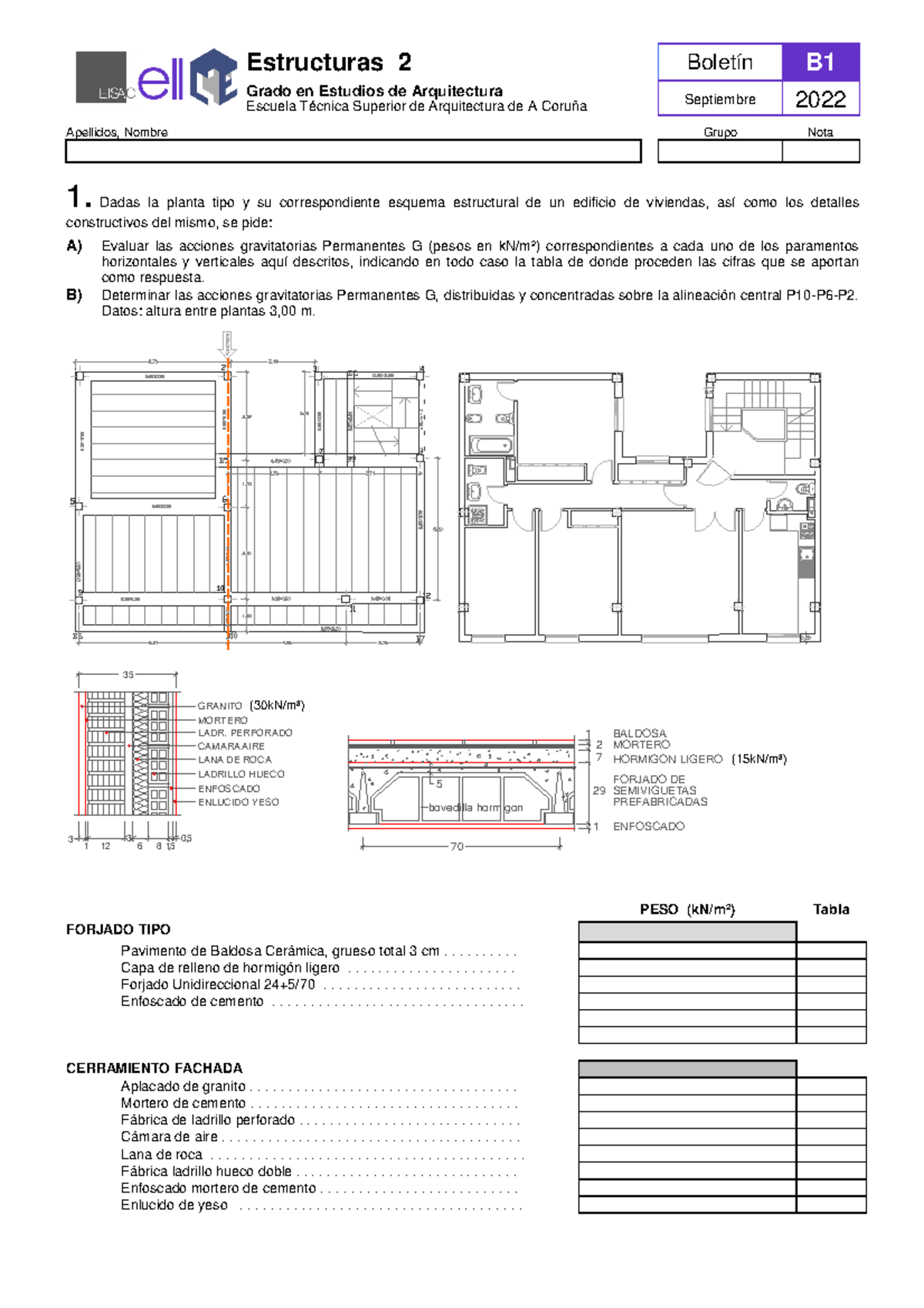 E2 2022 Bol 1 - boletin1 - Estructuras 2 Boletín B Grado en Estudios de Arquitectura Escuela ...