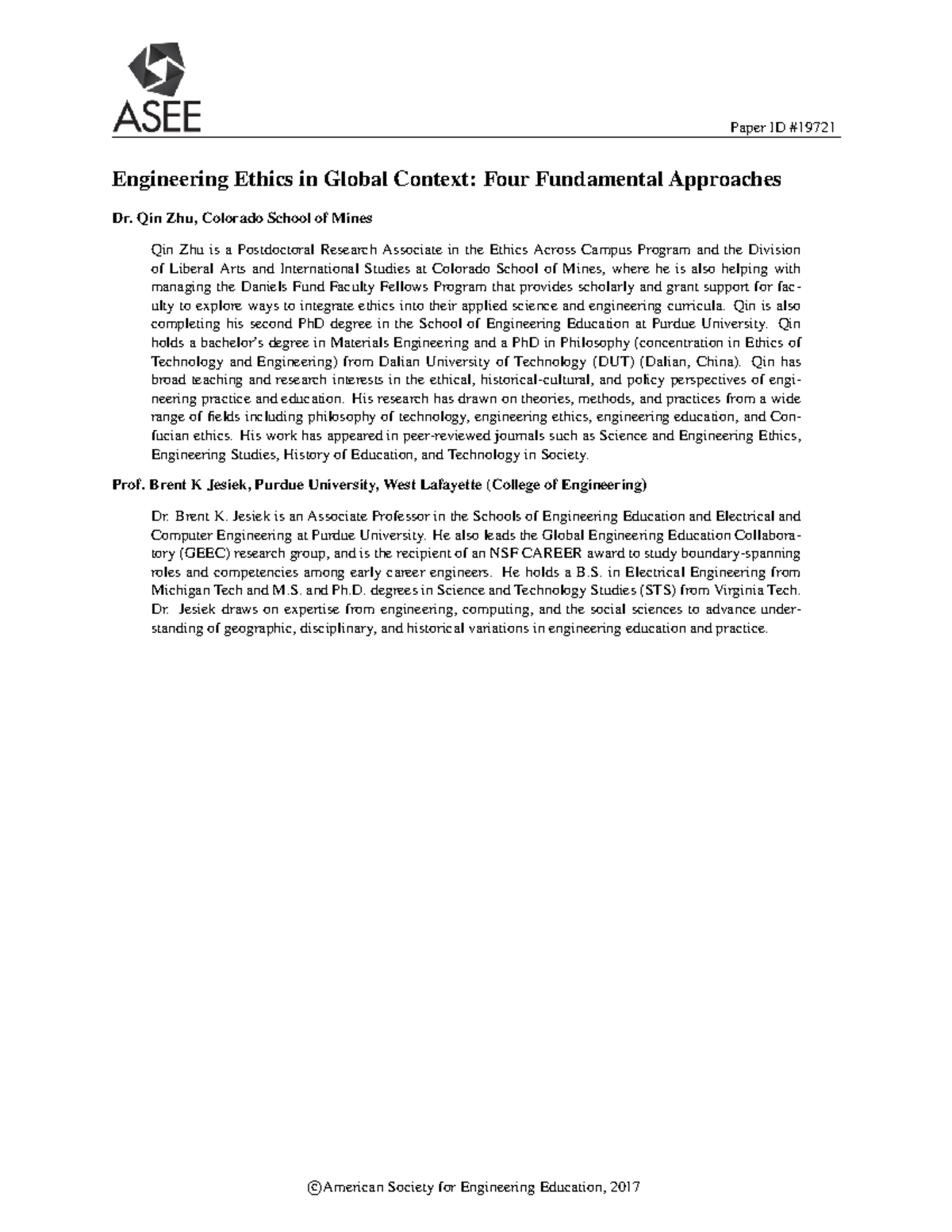 Engineering ethics in global context four fundamental approaches ...