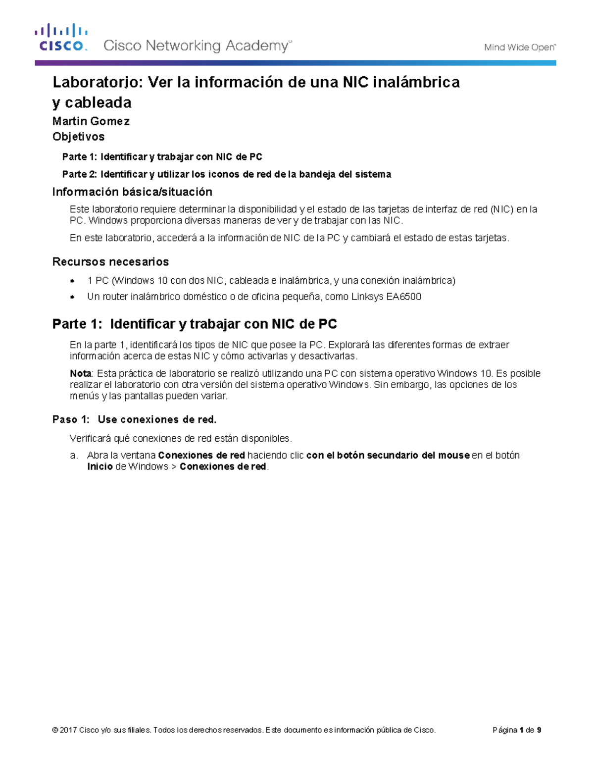 3.3.3.2 Lab - View Wireless and Wired NIC Information - Laboratorio ...