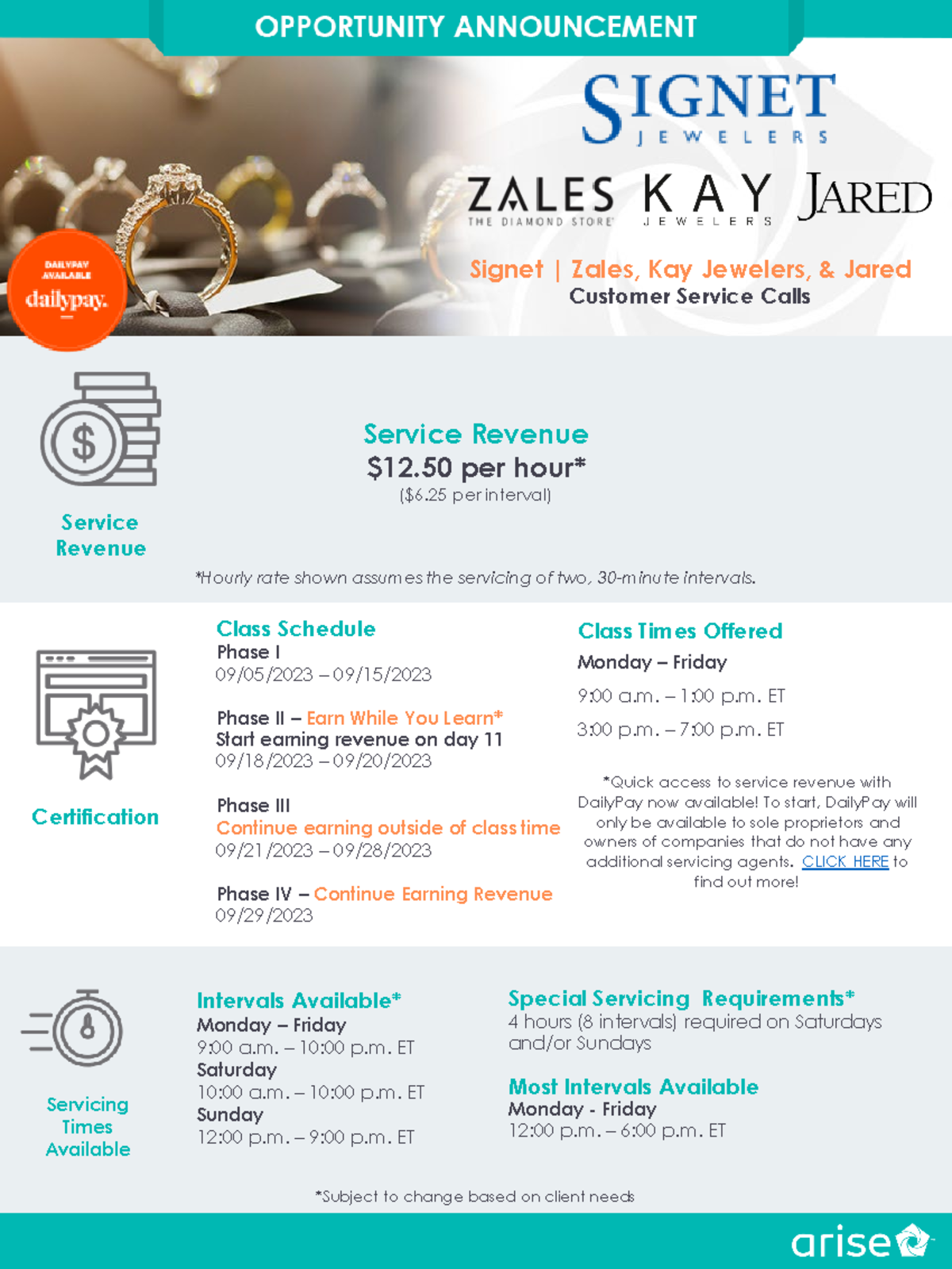 Opportunity Announcement - Intervals Available* Monday – Friday 9:00 a ...