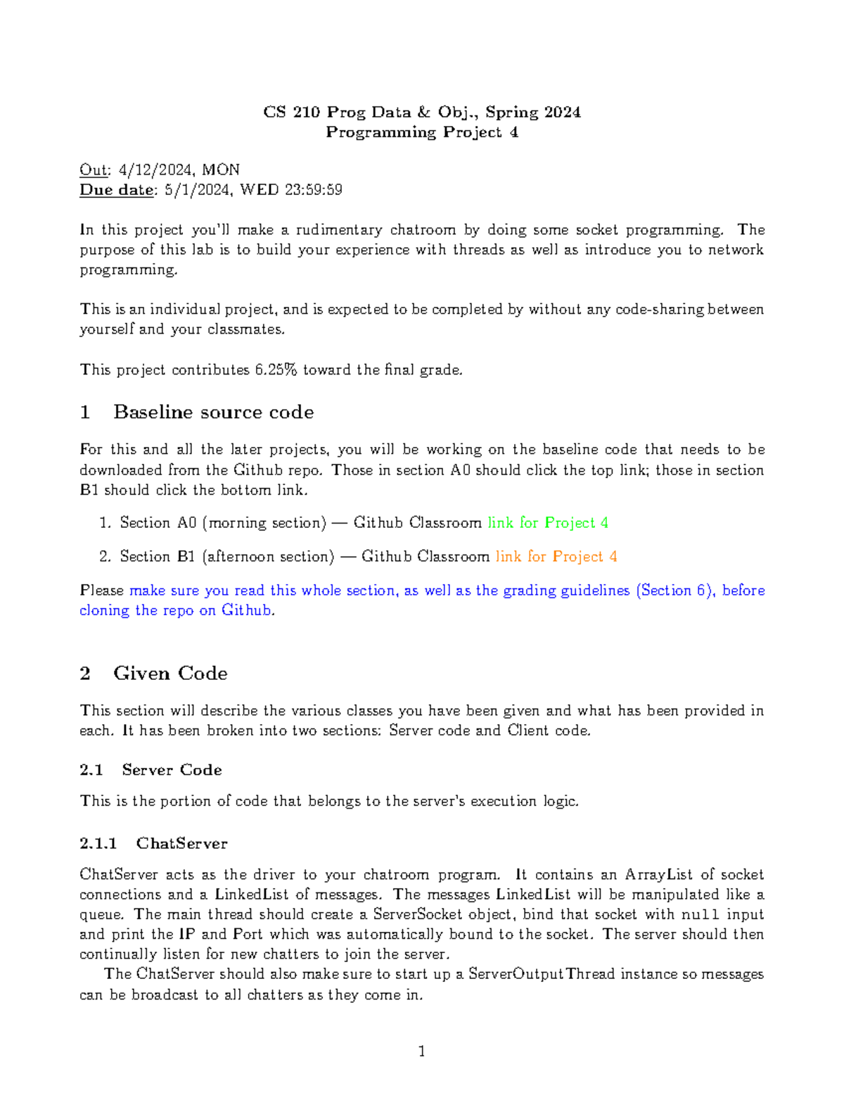 CS210 Project 4 - hjkhjk - CS 210 Prog Data & Obj., Spring 2024 Programming Project 4 Out: - Studocu