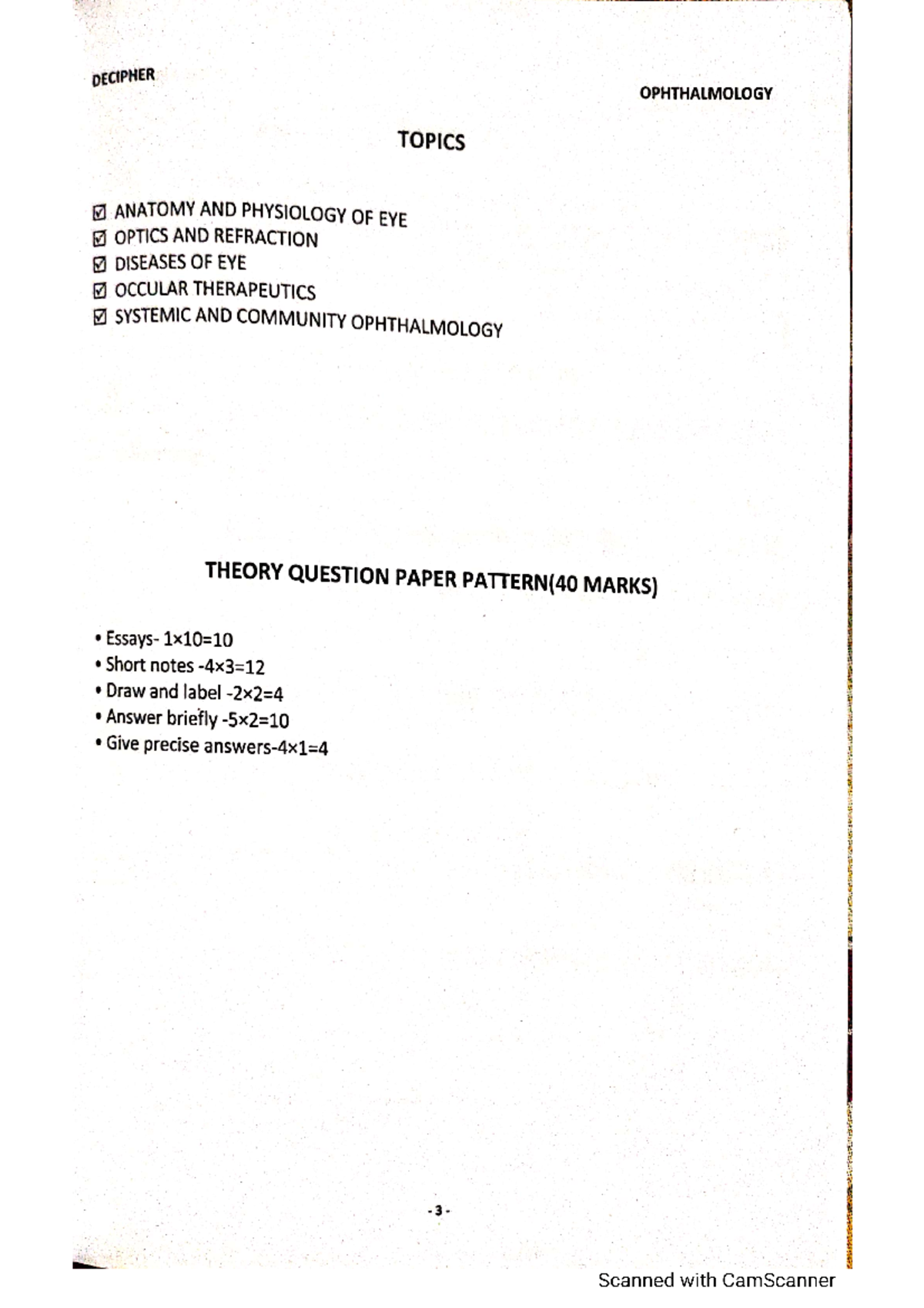 Decipher 3rd yr - It will help - Bachelor of medicine and bachelor of surgery - Studocu