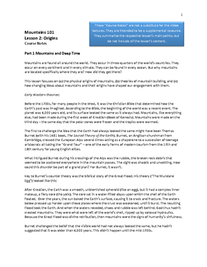 Lesson 4 - Mountains 101 - **Mountains 101 Lesson 4: Bodies at Altitude ...