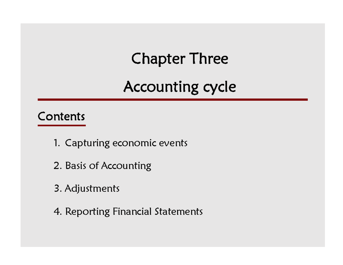 CH-3 Accounting Cycle pdf - Chapter Three Accounting cycle Contents 1 ...