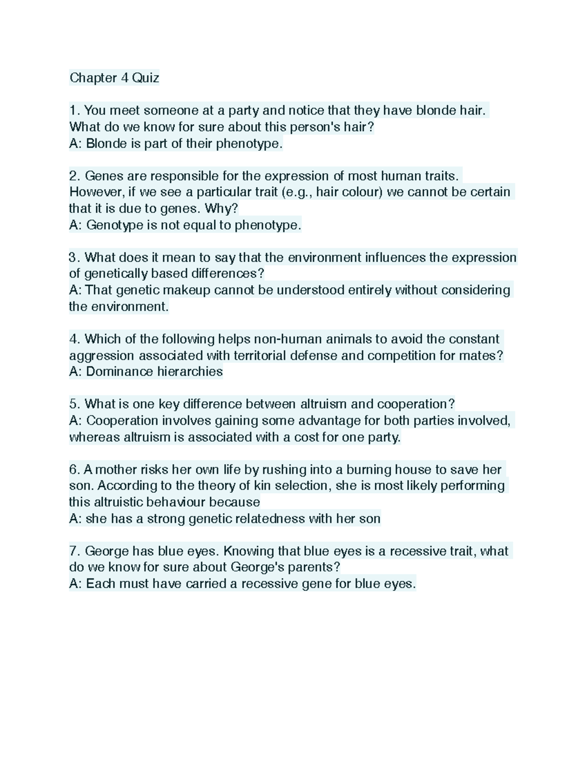 Chapter 4 Quiz PDF - Quiz Material - Chapter 4 Quiz You meet someone at a party and notice that ...