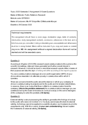 2022 S2 DPR2603 Assignment 2 Questions - Topic: 2022 Semester 2 ...