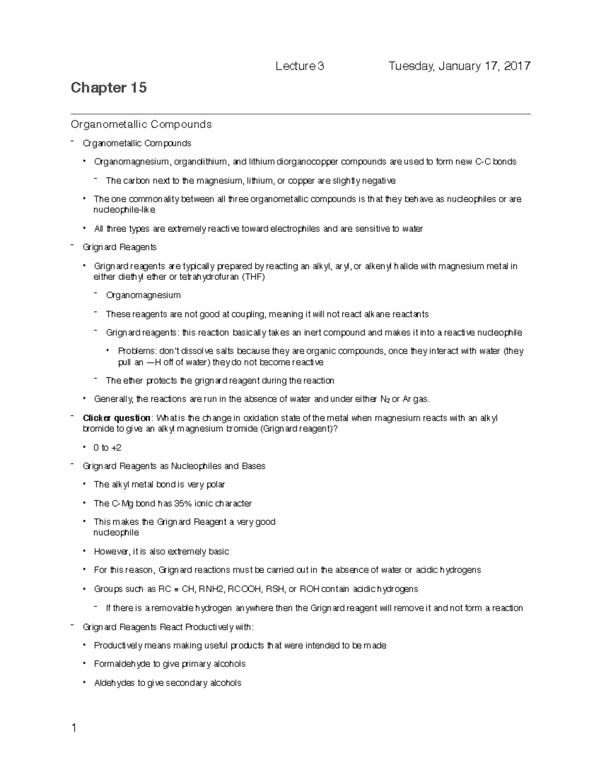 Lecture 3 Organic - Lecture 3 Tuesday, January 17, 2017 Chapter 15 ...