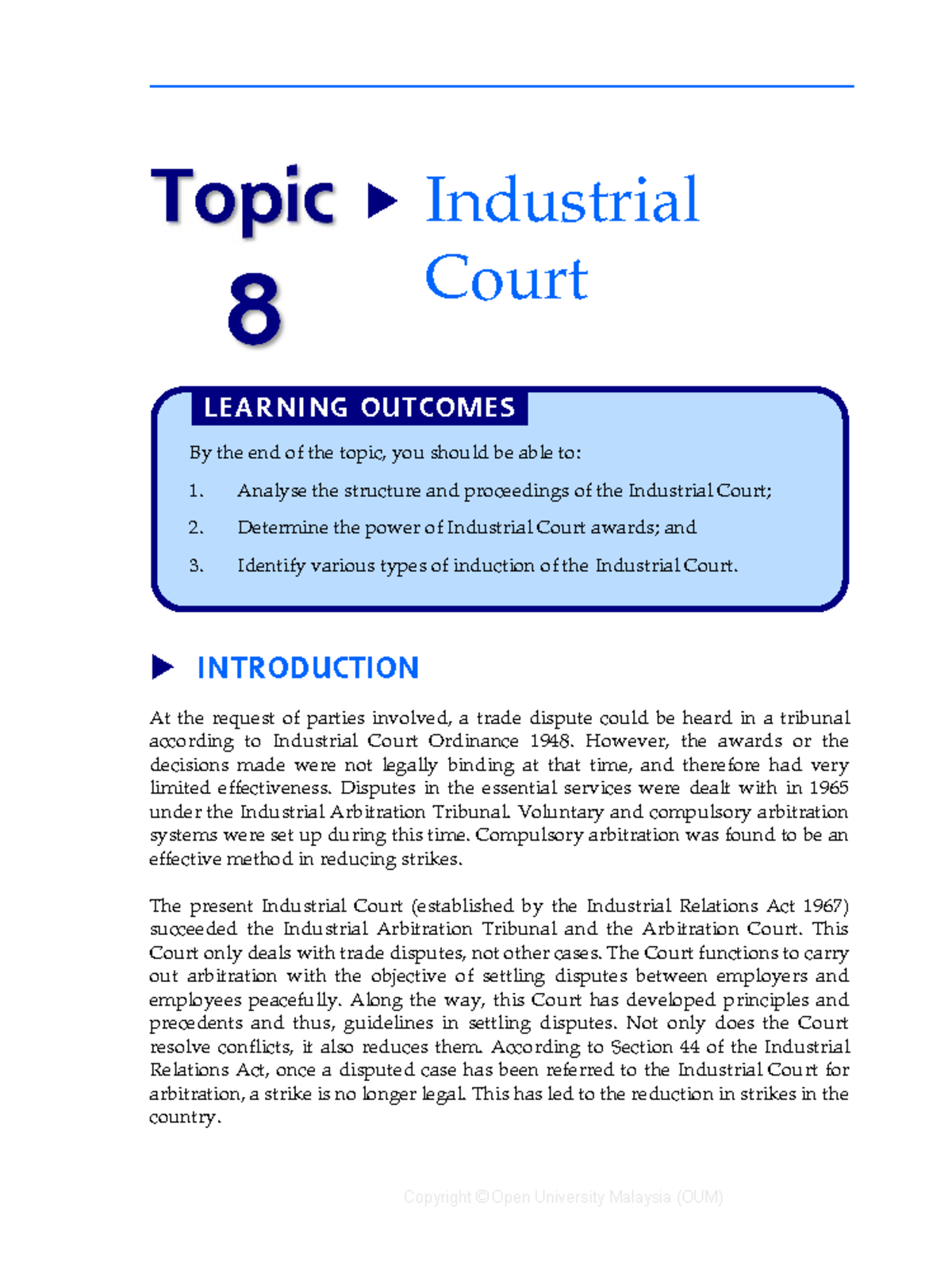 Add notes - industrial court - Labour Law - MMU - Studocu