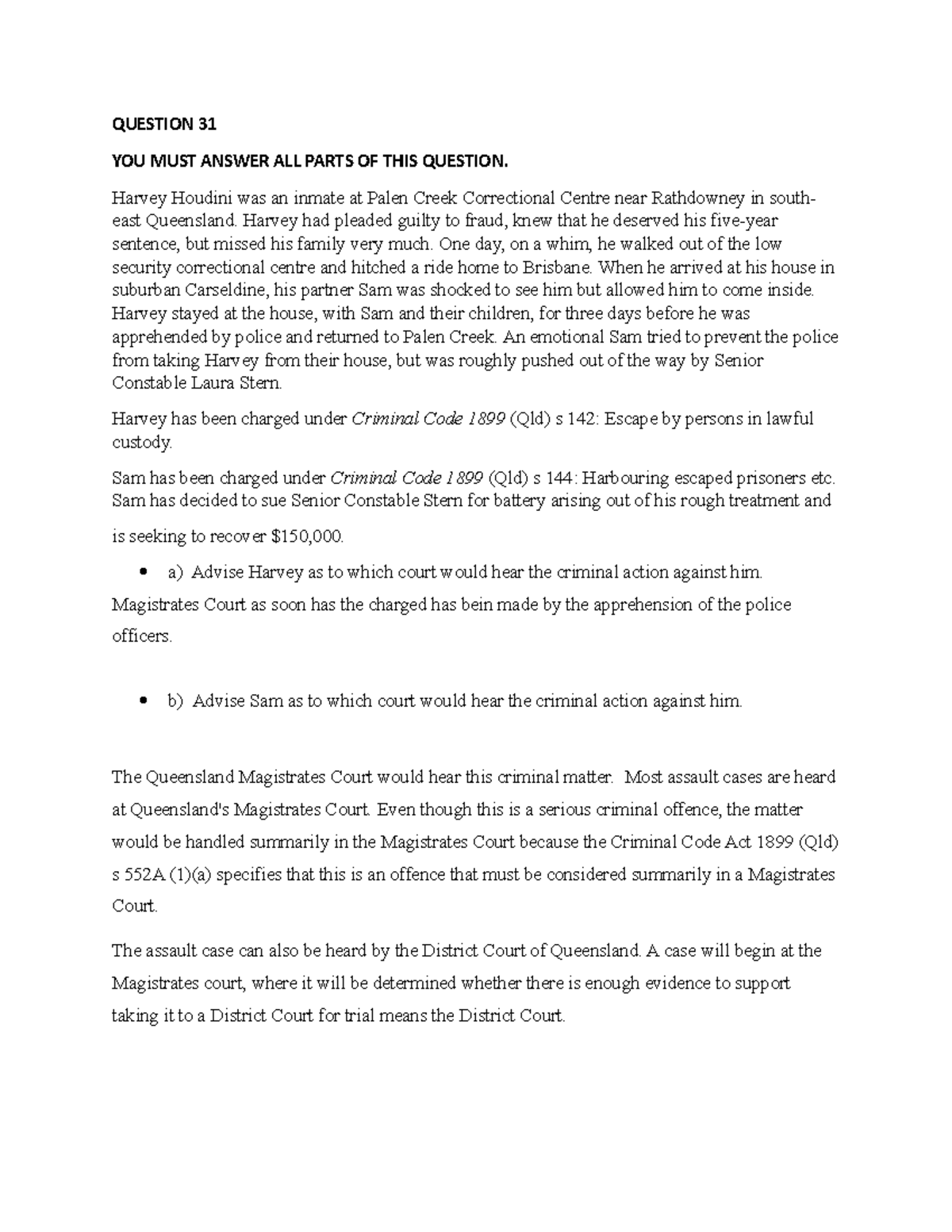 Take-Home Exam - Assignment - QUESTION 31 YOU MUST ANSWER ALL PARTS OF ...