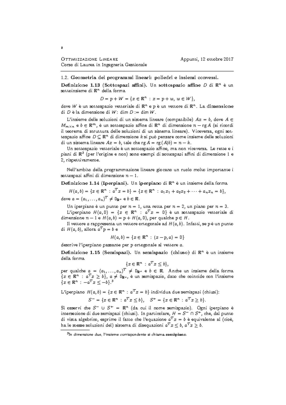 Appunti 121017 - Ottimizzazione Lineare Appunti, 12 ottobre 2017 Corso ...
