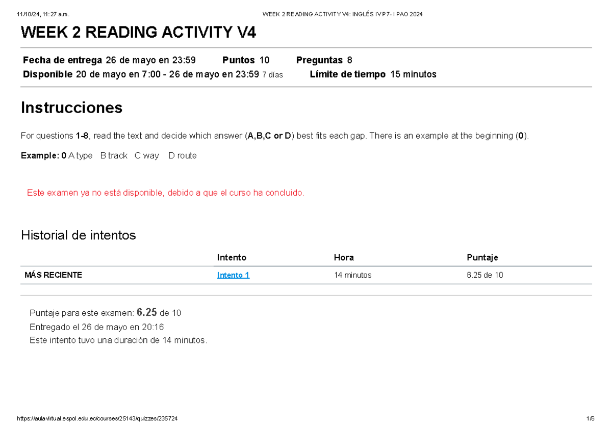 WEEK 2 Reading Activity V4 Inglés IV P7- I PAO 2024 - WEEK 2 READING ...