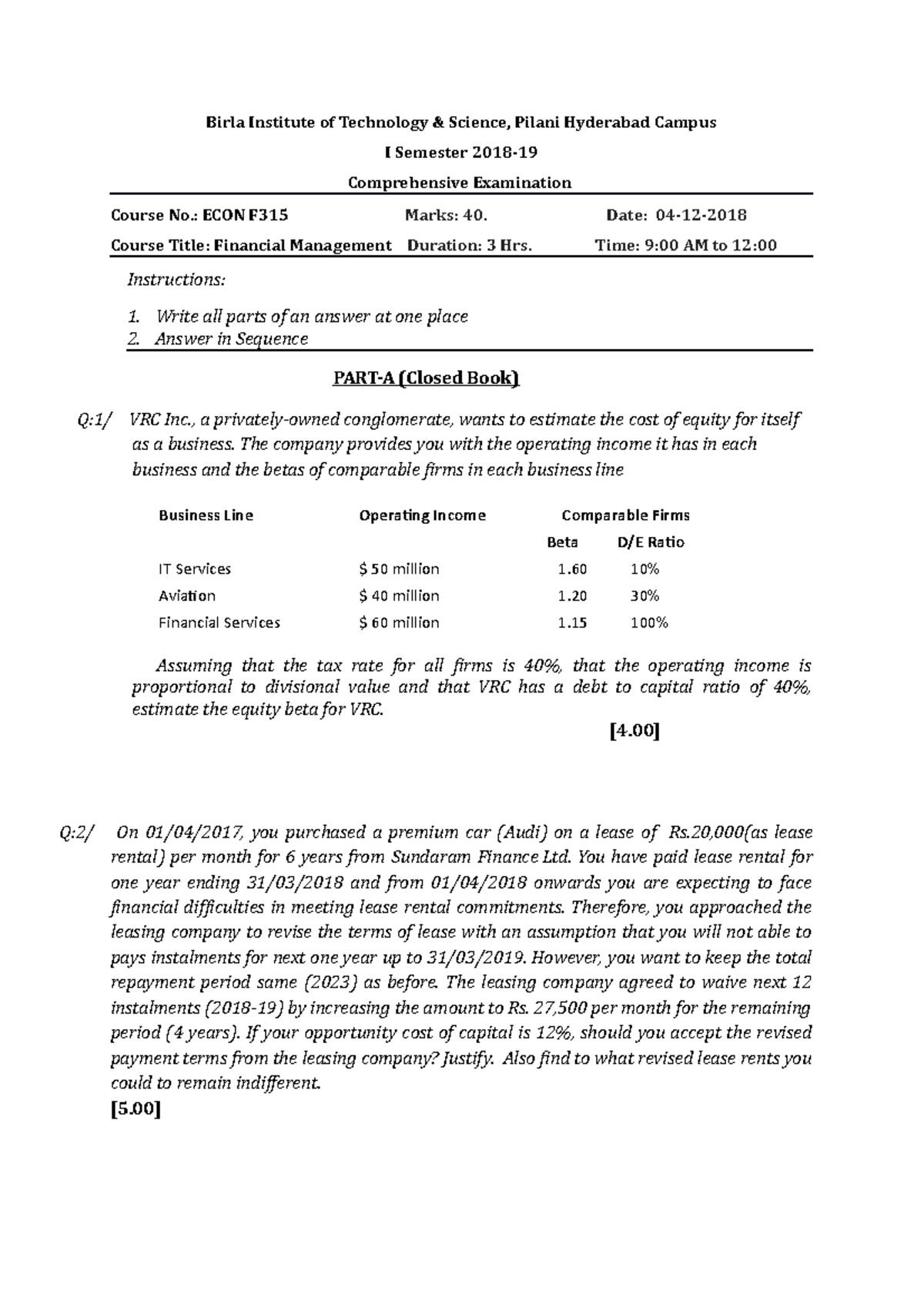 Exam 13 May 2017, questions - Birla Institute of Technology & Science ...