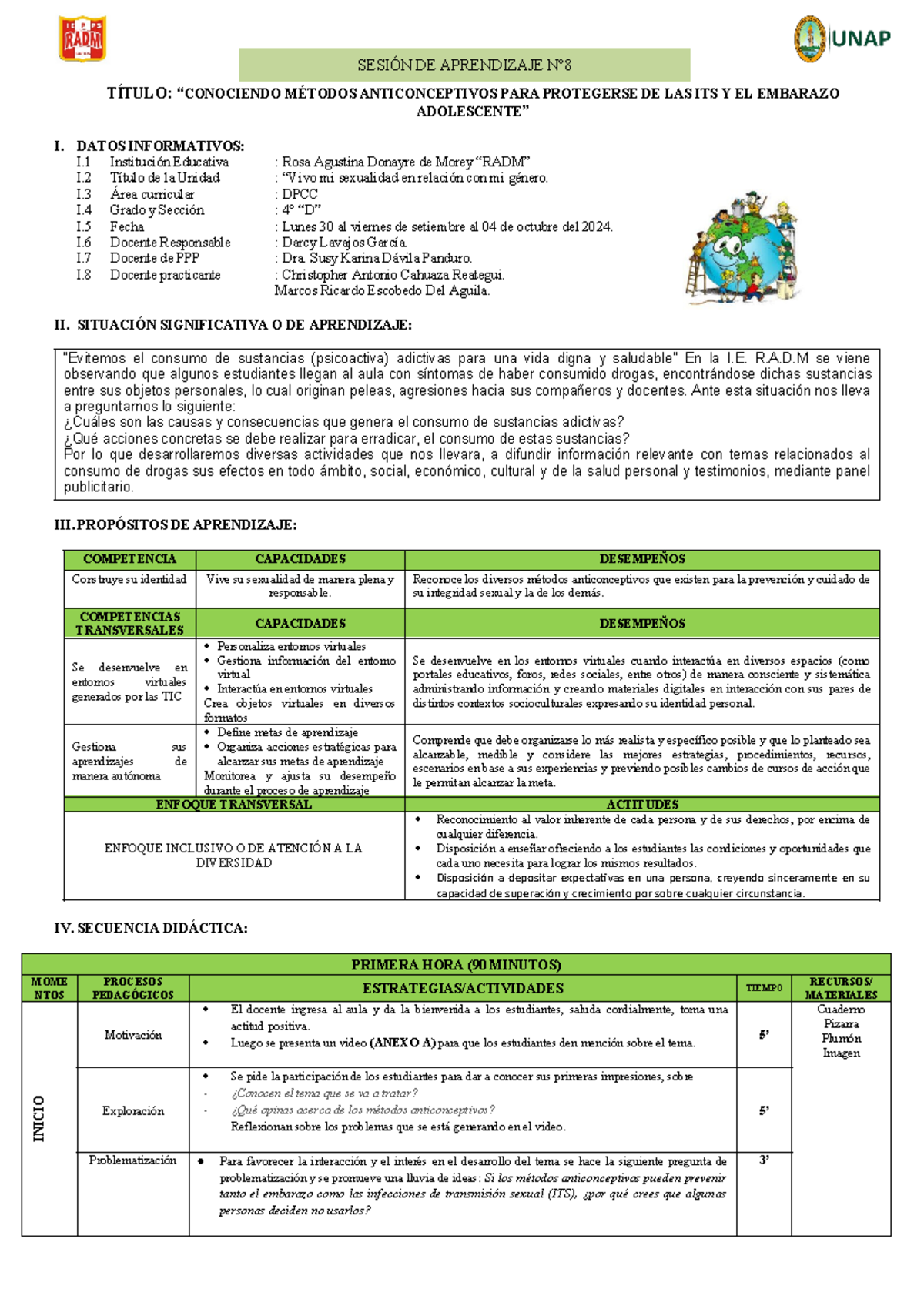 RADM Sesión N°8 - DPCC - Marcos Nuevo - SESIÓN DE APRENDIZAJE Nº TÍTULO: “CONOCIENDO MÉTODOS ...