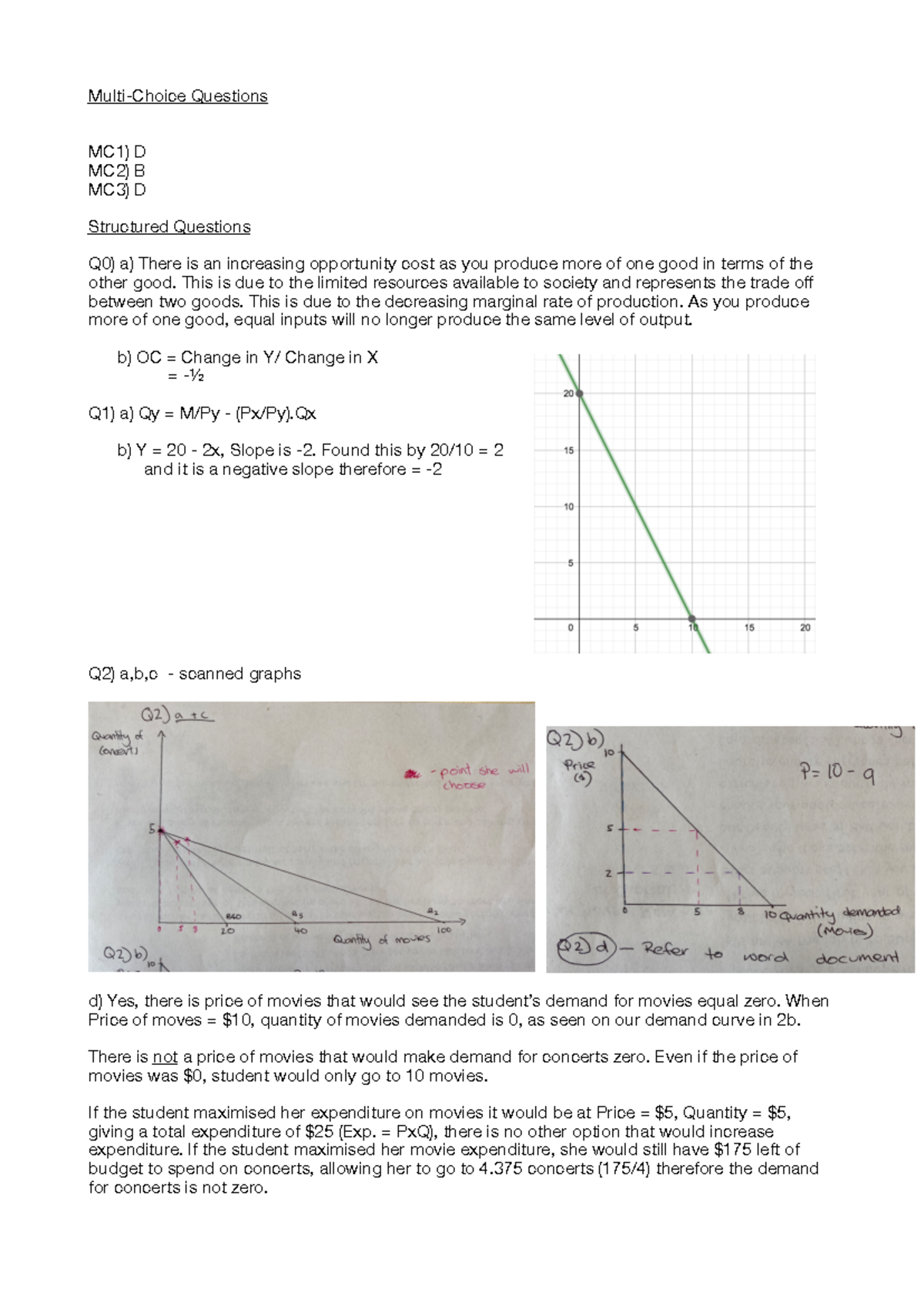 Econ Tut Exercise 2 Multi Choice Questions Mc1 D Mc2 B Mc3 D Structured Questions Q0 A