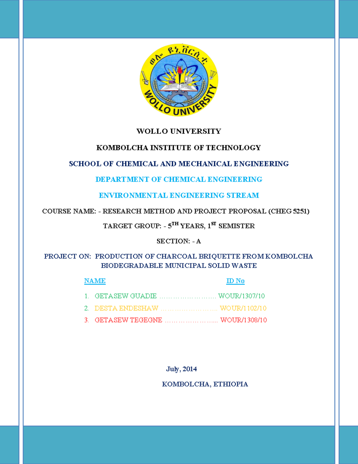 Rs - sustanable - WOLLO UNIVERSITY KOMBOLCHA INSTITUTE OF TECHNOLOGY ...