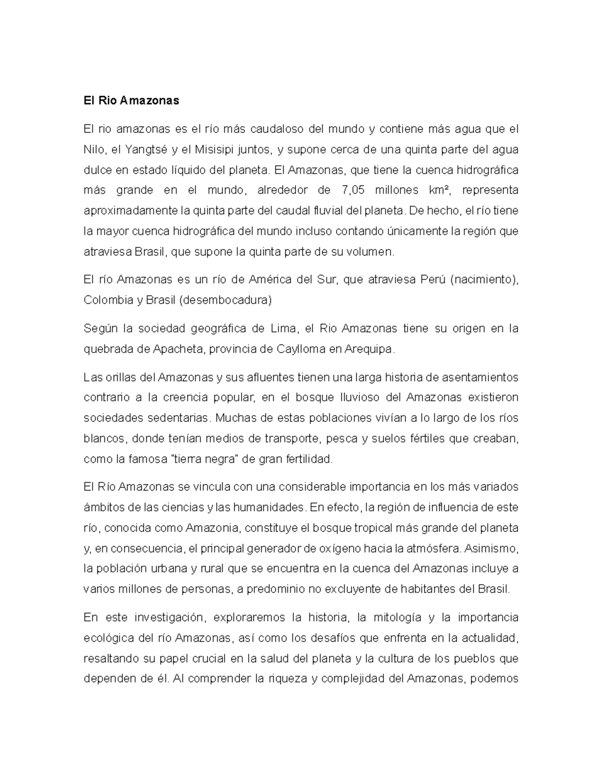 El Rio Amazonas - Mitos, historia y geografia - El Rio Amazonas El rio ...