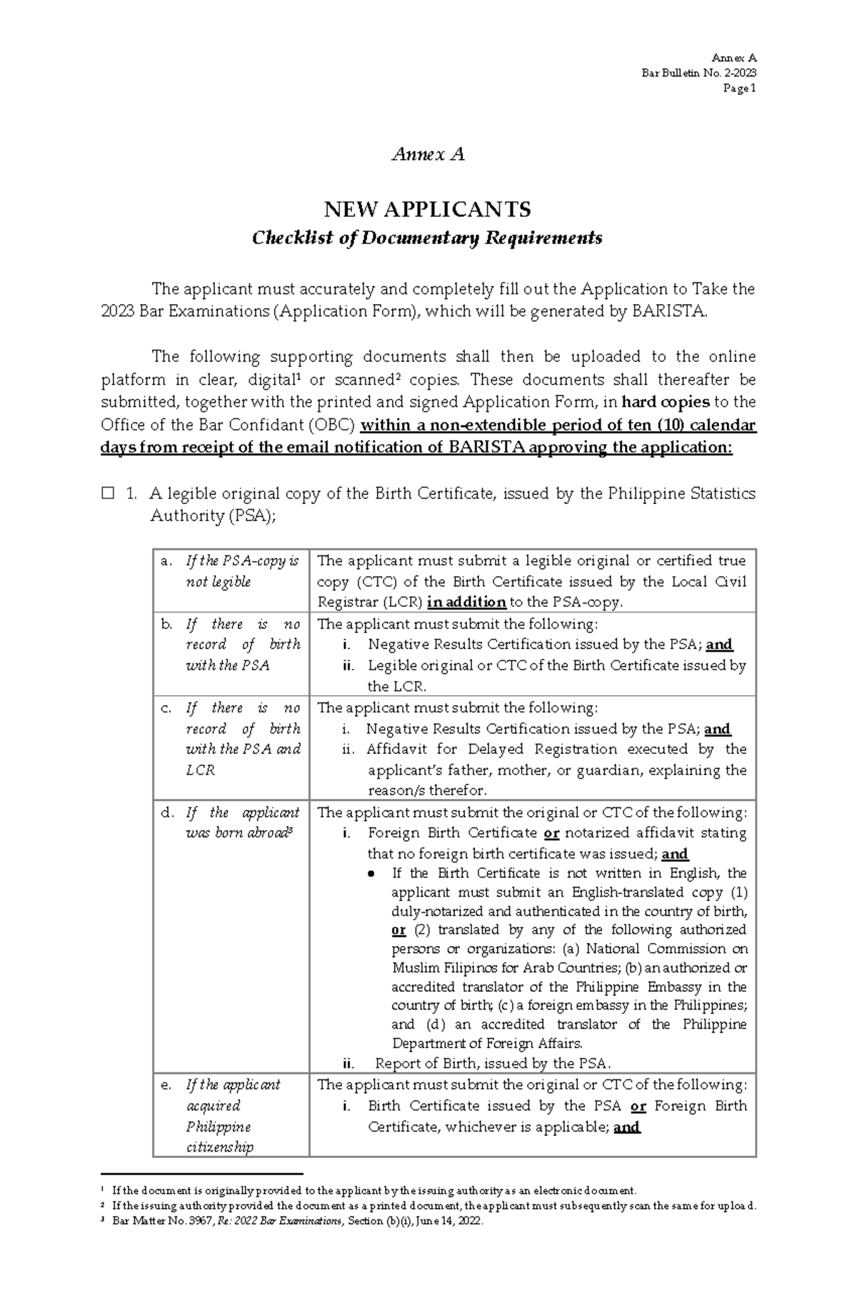 [Dec 15] BB 2 Annex A 2023 - Bar Bulletin No. 2- Page 1 Annex A NEW ...