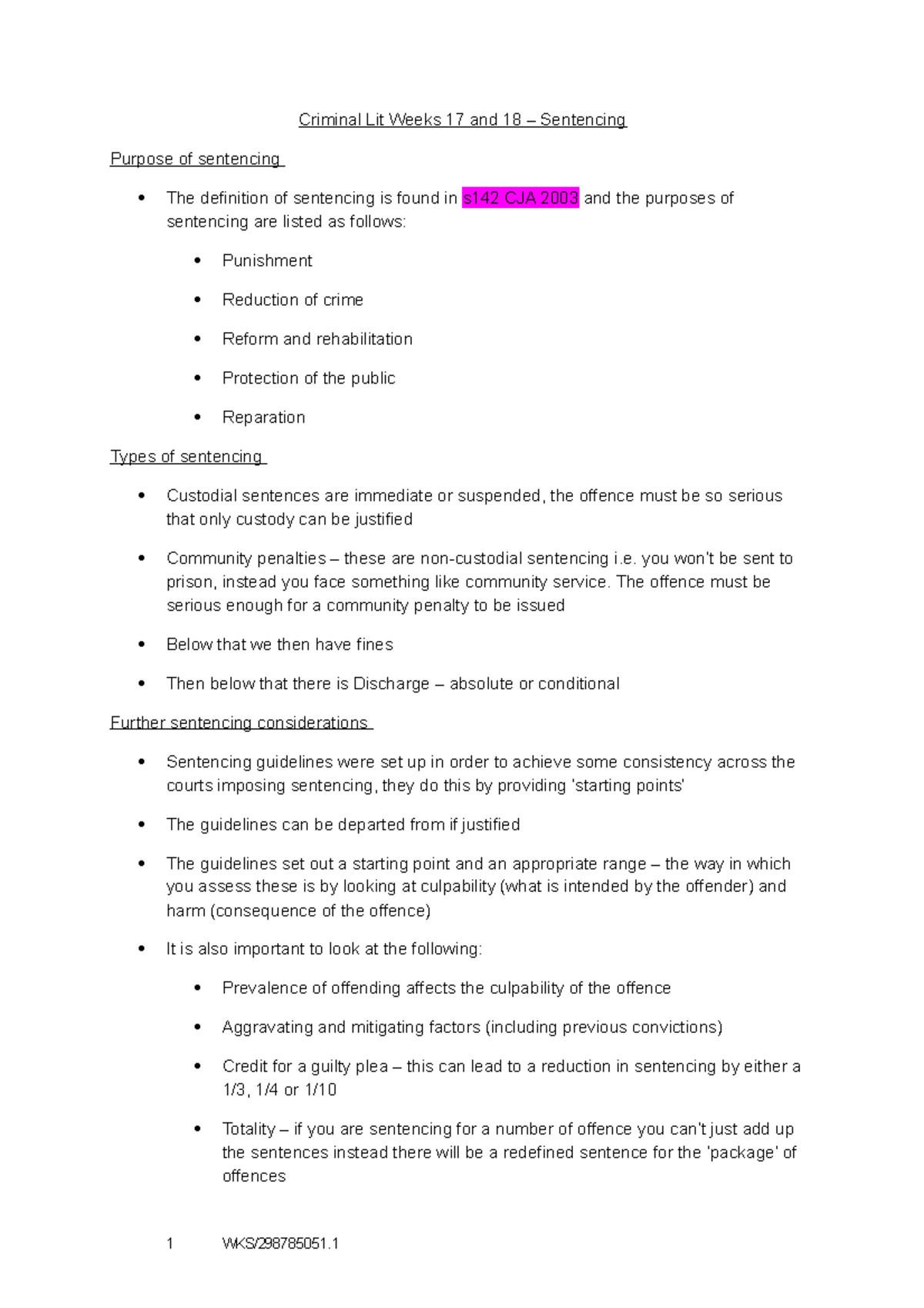 Criminal Lit Sentencing - Criminal Lit Weeks 17 and 18 – Sentencing ...