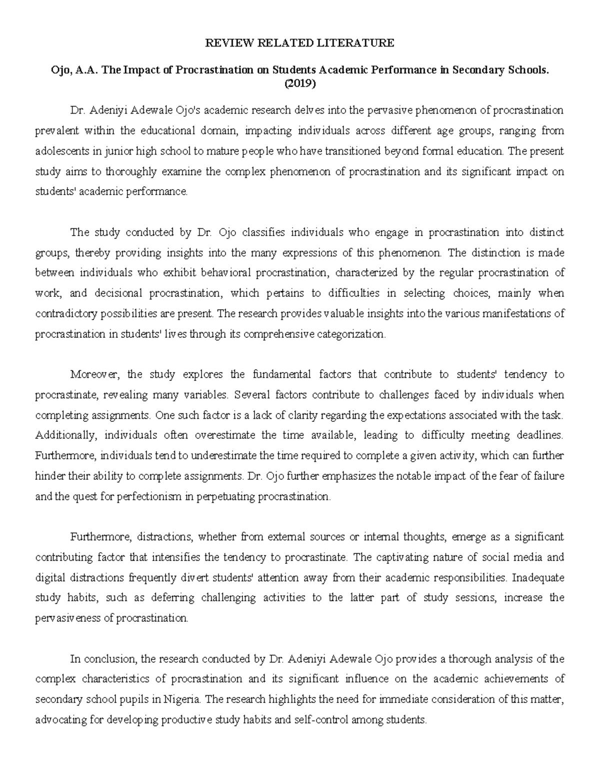 RRL - This is an RRL which can help students for their research topics ...