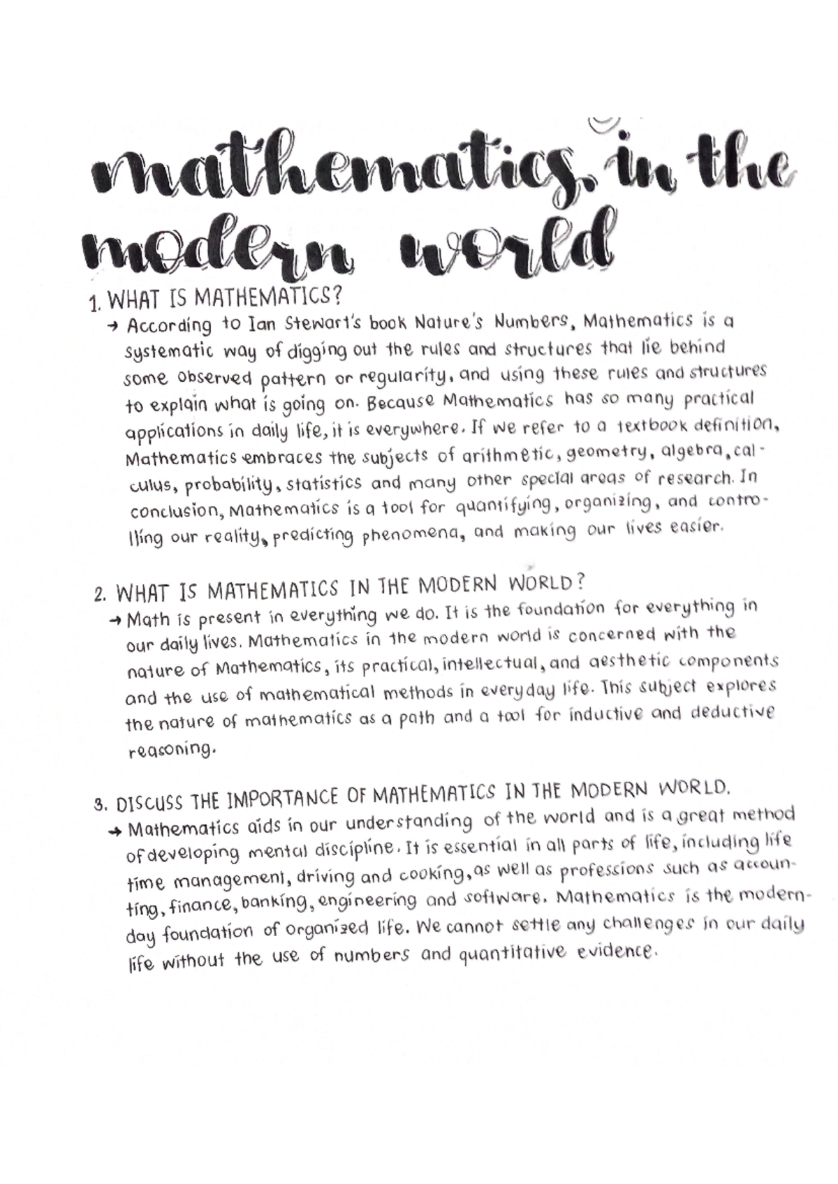 MMW Ques - math in the modern world - mathematics. in the modern world ...