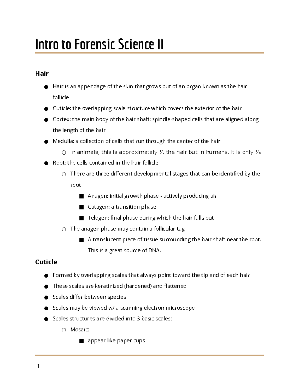 Traces (HAIR) - Intro to Forensic Science II Hair Hair is an appendage ...