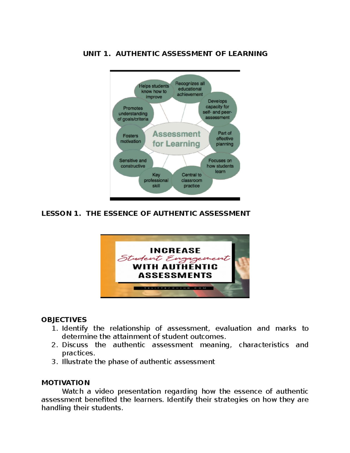 Activity-asl-1 - .hbbgf - UNIT 1. AUTHENTIC ASSESSMENT OF LEARNING ...