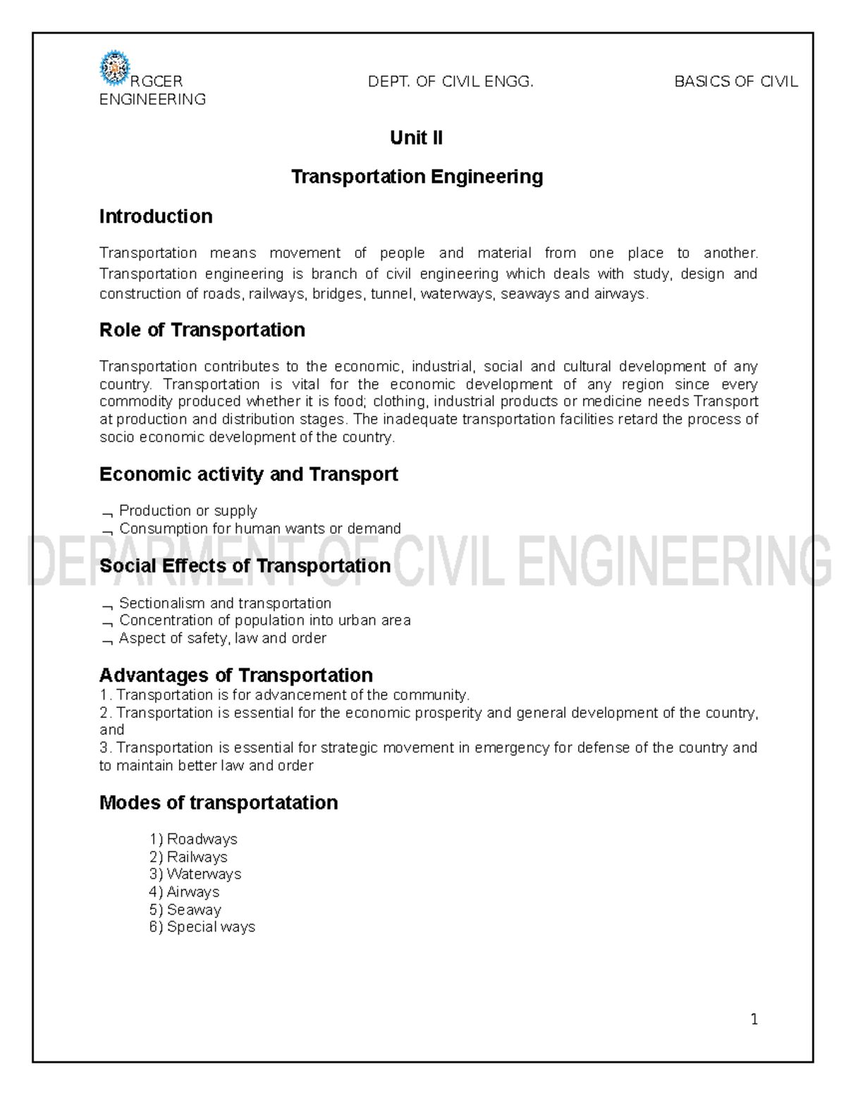 297620890 Transportation engineering notes doc - ENGINEERING Unit II ...