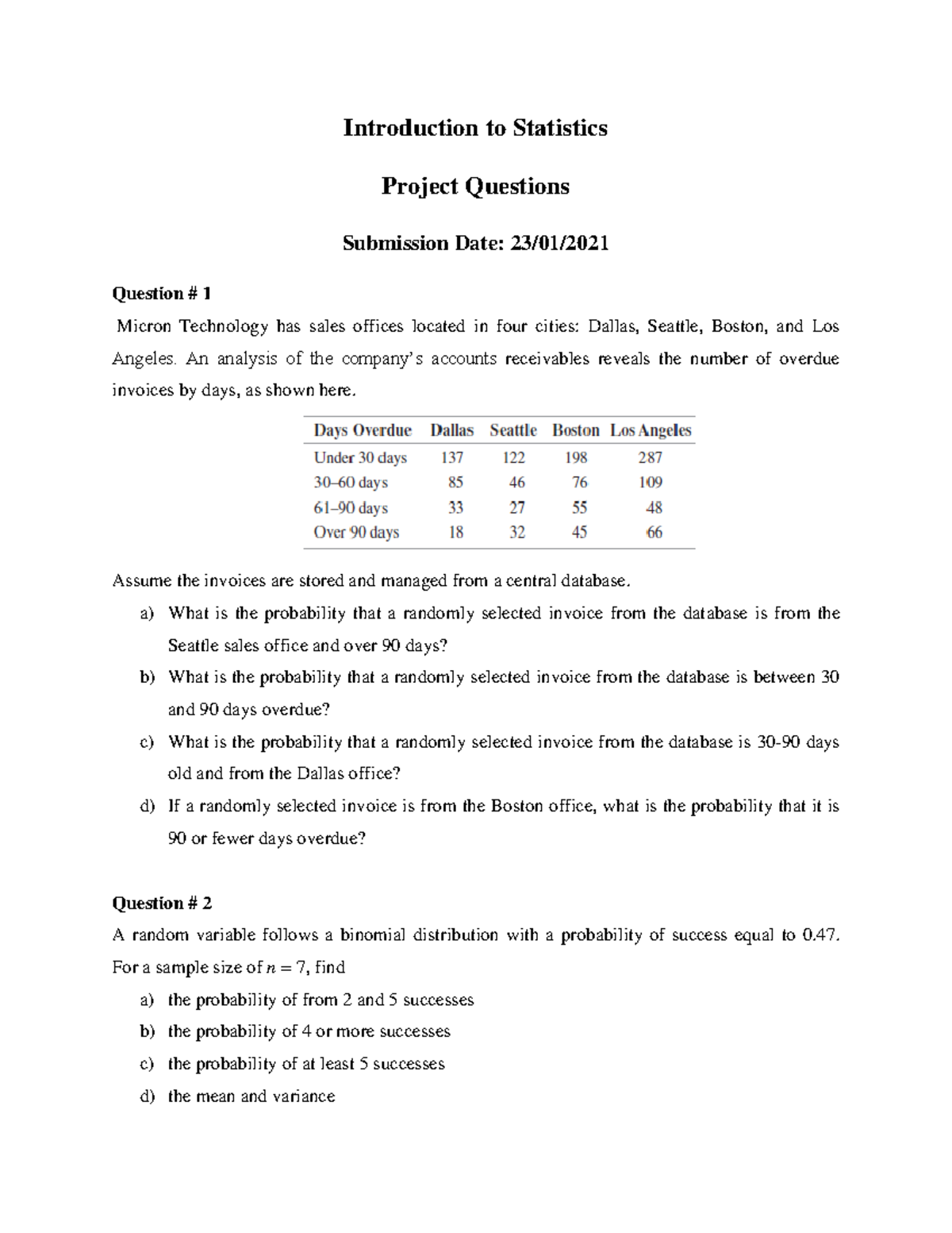 Introduction to Statistics (ques) - Introduction to Statistics Project ...