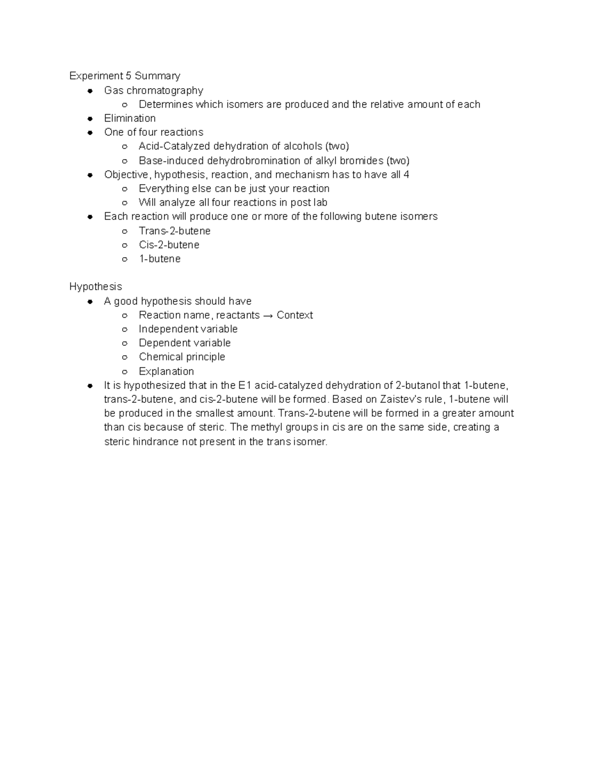 Lab Lecture 7 Experiment 5 - Experiment 5 Summary Gas chromatography ...