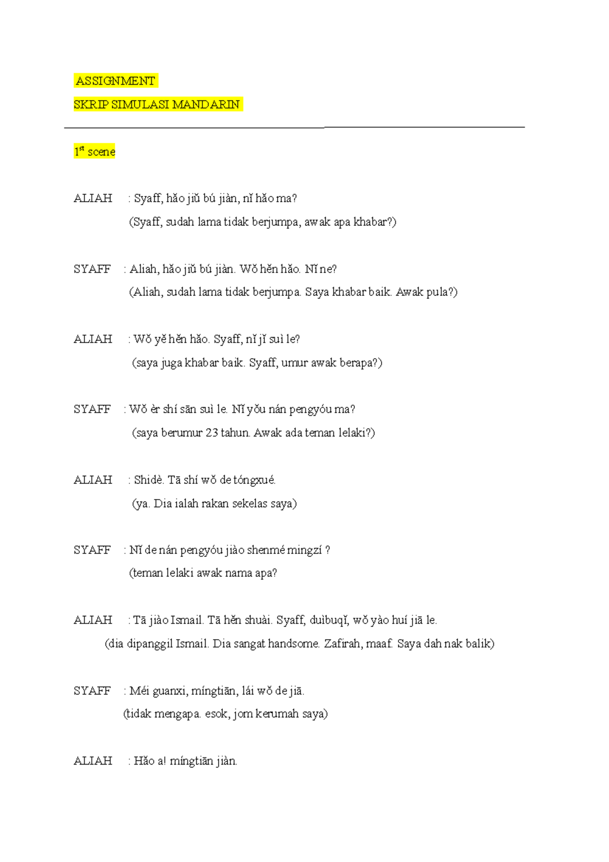 Skrip mandarin - the script about trip - ASSIGNMENT SKRIP SIMULASI ...