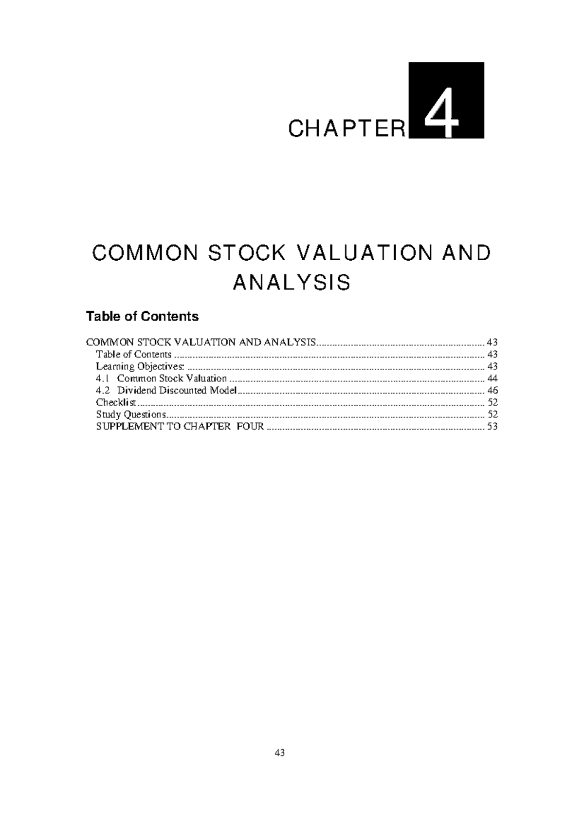Chapter 5 Common Stock Valuation - CHAPTER 444 COMMON STOCK VALUATION ...