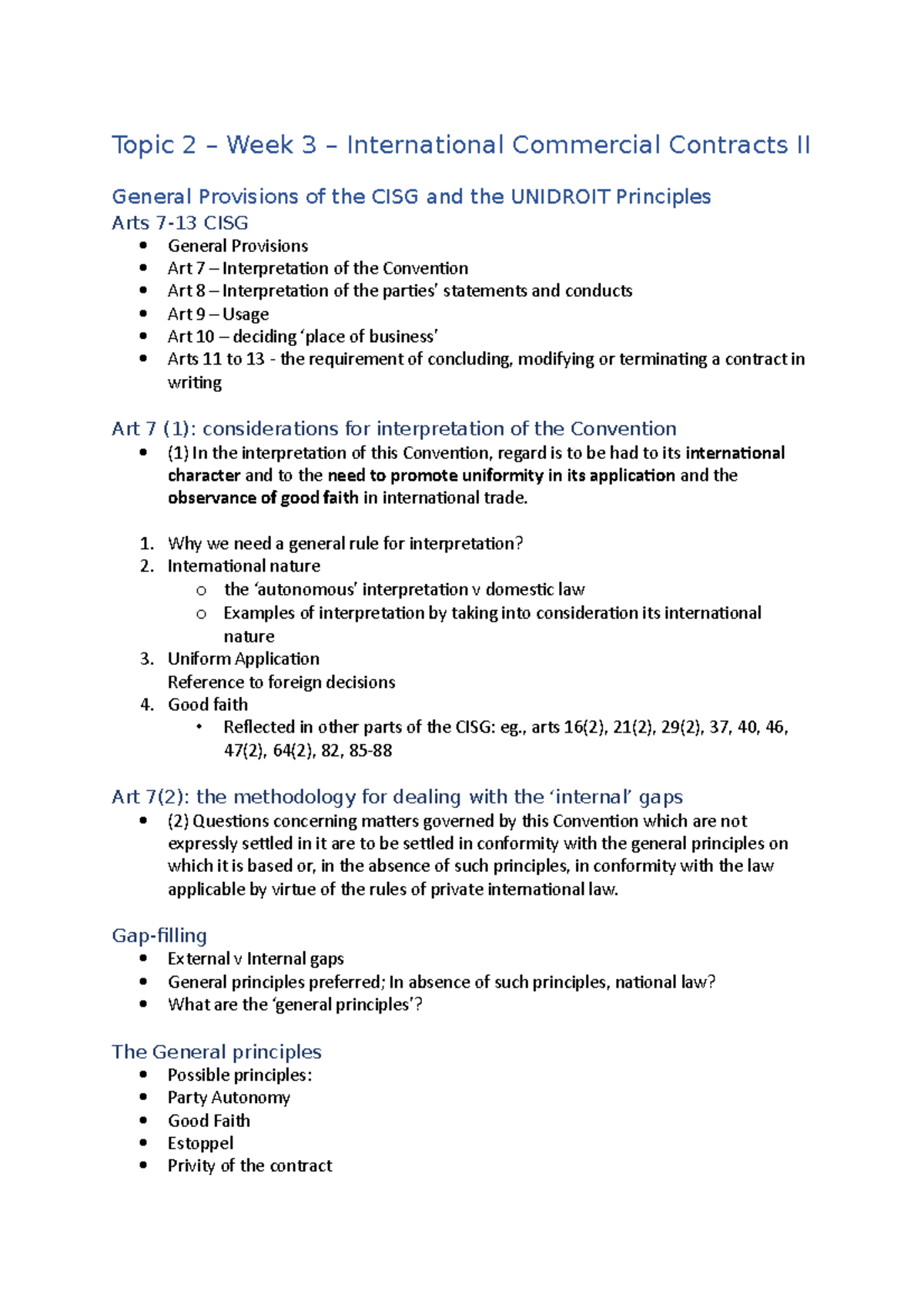 Topic 2 International Commercial Contracts - Week 3 - Topic 2 – Week 3 ...