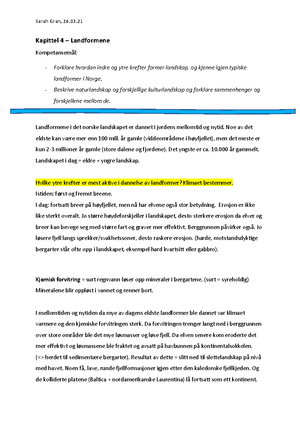 Ytre krefter kap 3 notater - Kapittel 3 – ytre krefter, landformer og ressurser i Norge Ytre ...