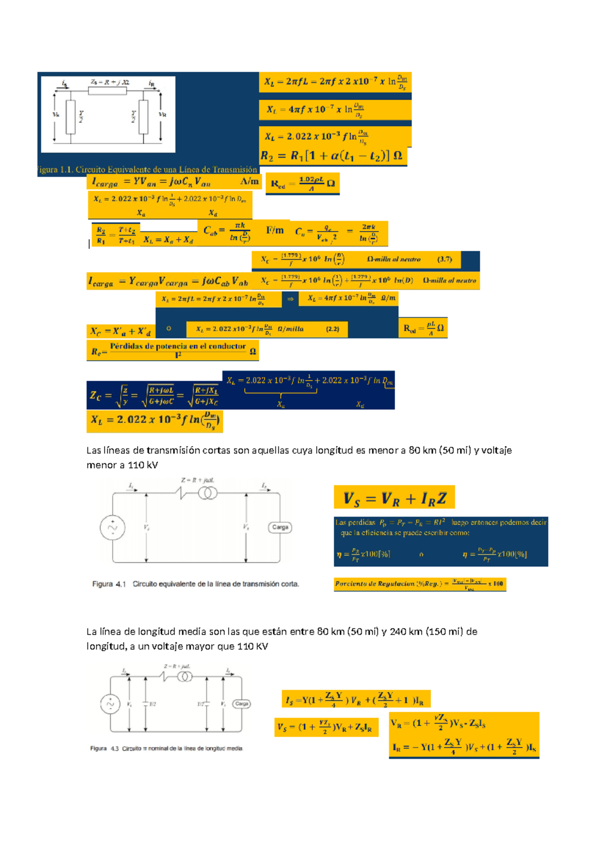 resumen de formulas - Líneas de Transmisión de Potencia - | Las líneas ...