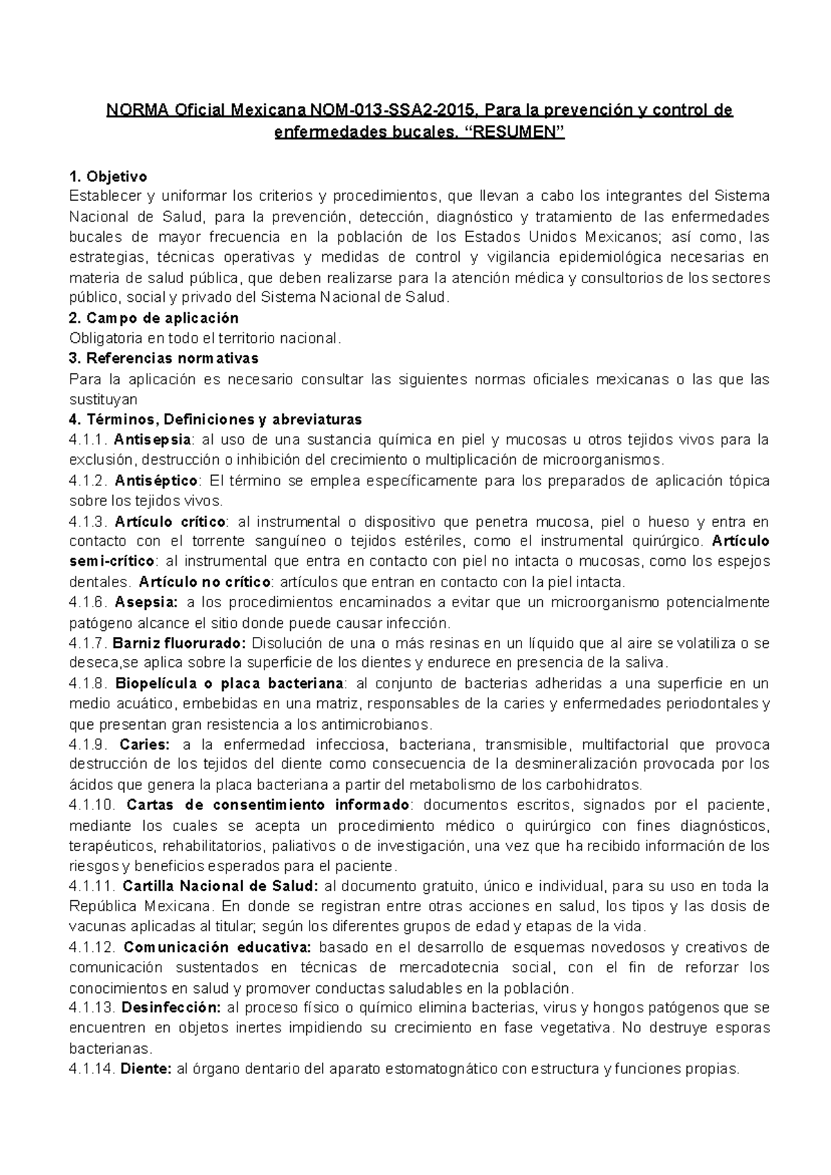 Norma 013 Resumen - NORMA Oficial Mexicana NOM-013-SSA2-2015, Para la ...