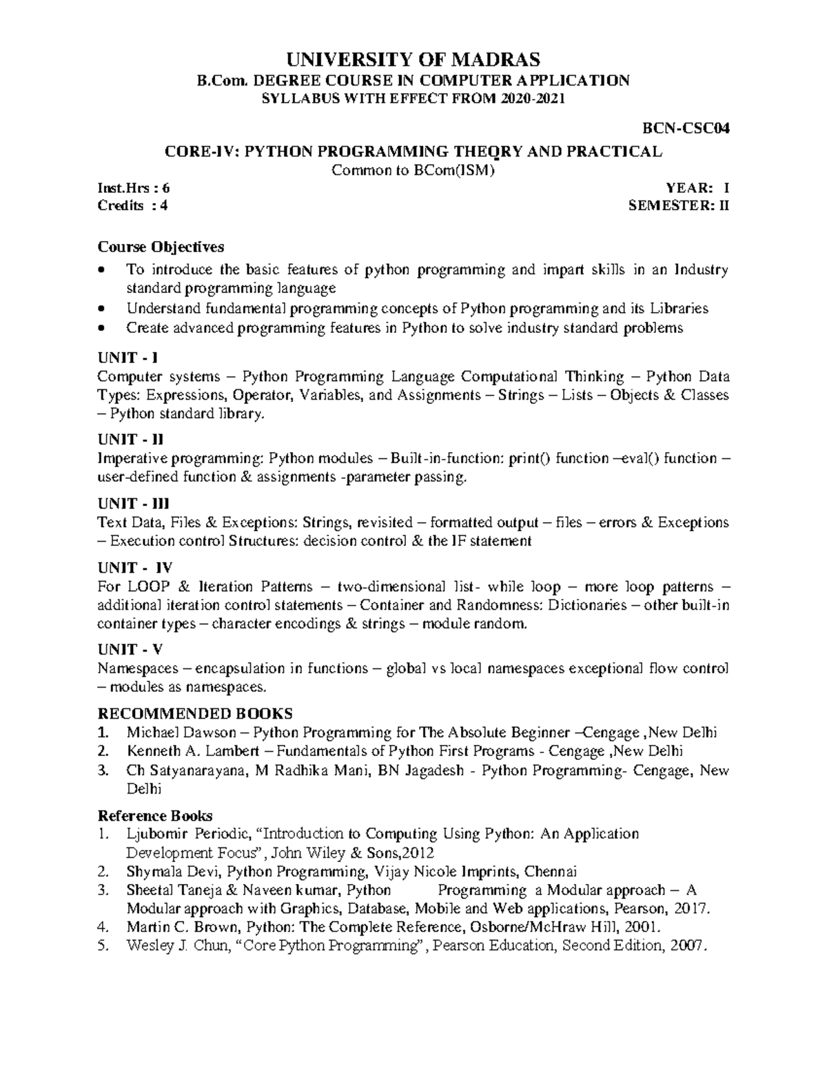 Phython - It's helpful for getting better understanding on python - UNIVERSITY OF MADRAS B ...